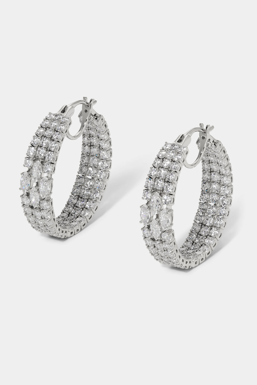RARE JEWELS MULTI ROW CZ HOOP EARRINGS – NADRI