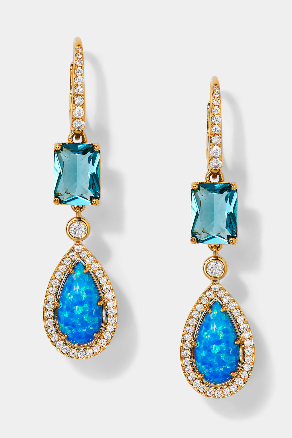 BLUE LAGOON DOUBLE DROP LEVERBACK EARRINGS – NADRI