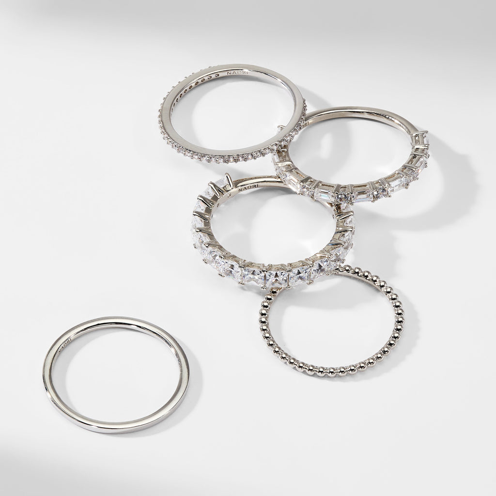 NADRI CZ MIXED SET OF 5 STACK RINGS